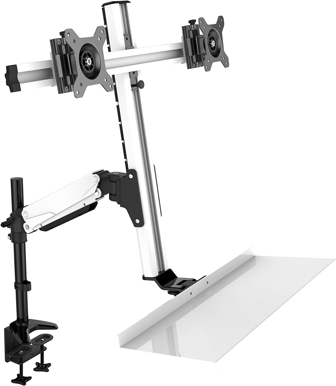 HFTEK® Doppel Monitorhalterung mit Tastaturablage FY12WS